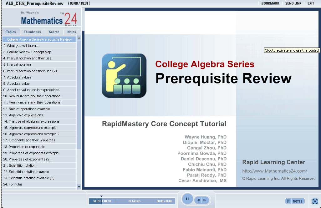 Rapid Learning Center College Algebra Prerequisite Review Rapid Learning Center College Algebra Prerequisite Review